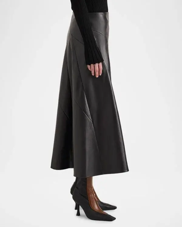 Proenza Schouler Kenza Paneled Leather Midi Skirt - Black