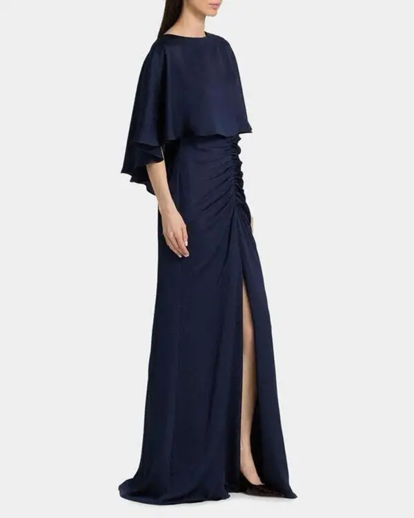 Amsale Capelet Ruched Gown