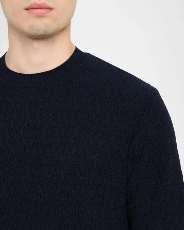 Emporio Armani Apos;s Tonal Wave Short-sleeve Crewneck Sweater