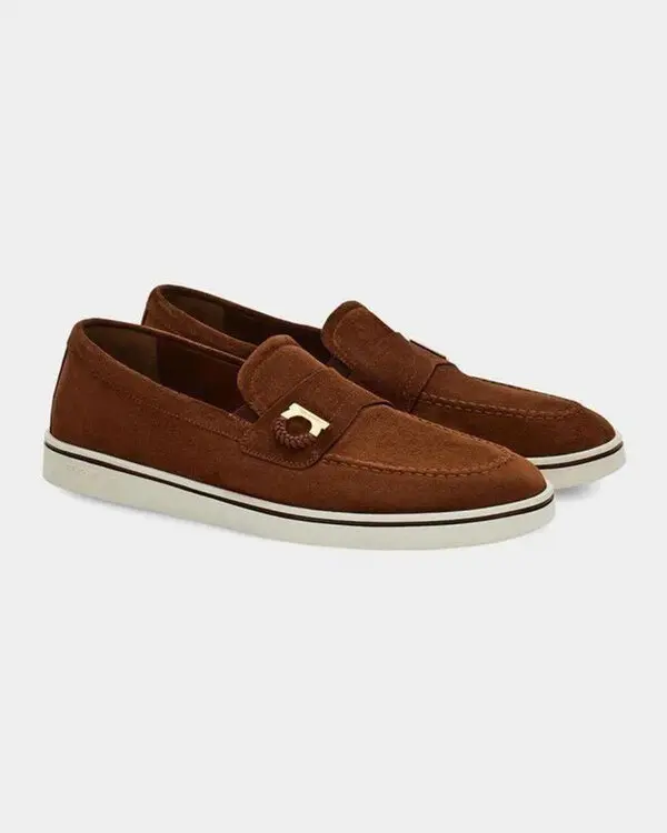 FERRAGAMO Apos;s Suede Boat Shoe Loafers With Gancini