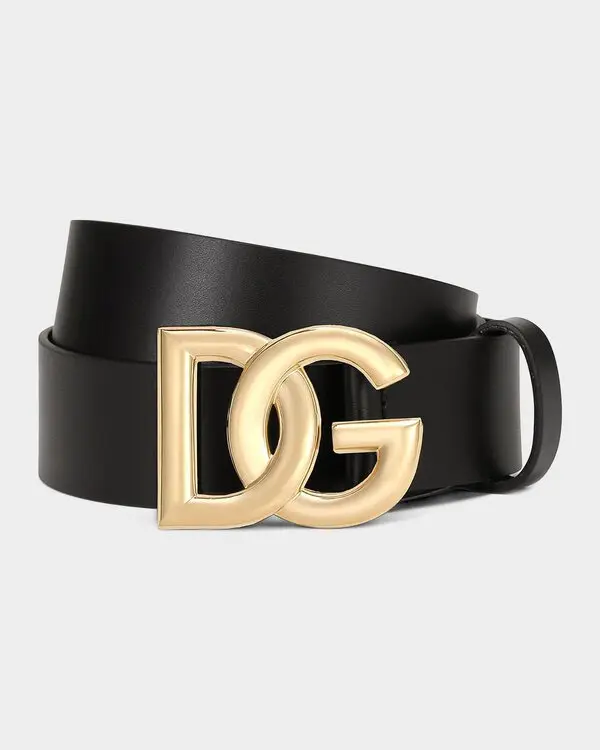 Dolce & Gabbana Apos;s Leather Dg-logo Buckle Belt