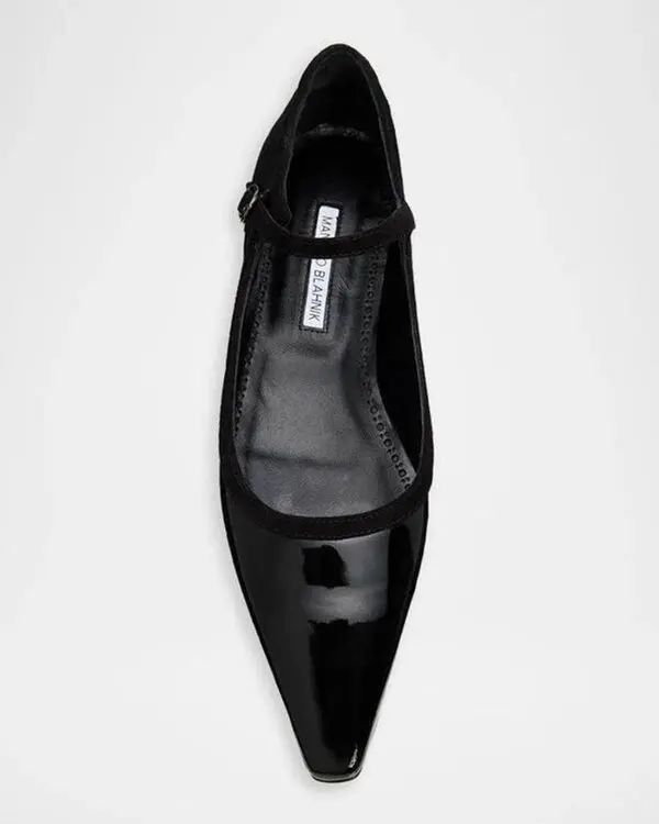 Manolo Blahnik Perdiccamod Patent Leather Ballerina Flats
