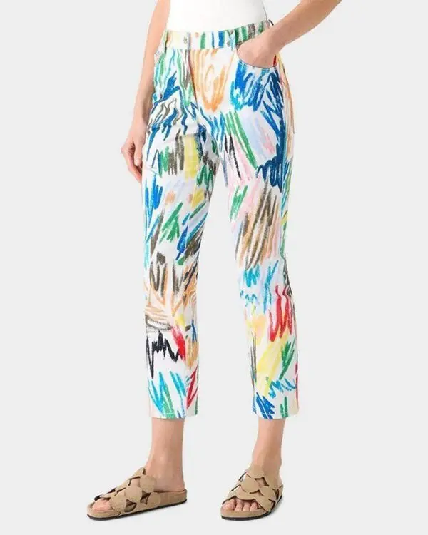 Akris Maru Scribble-print Cropped Slim-fit Pants