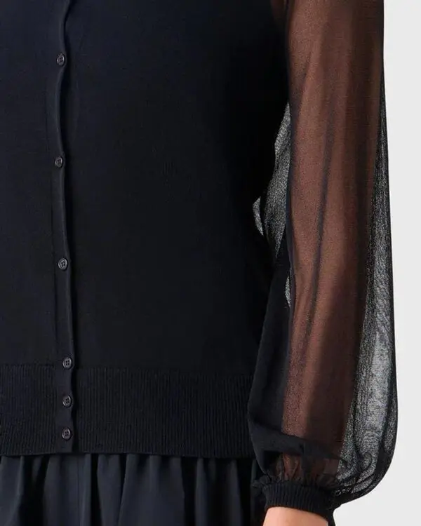 Akris Sheer Knit Crewneck Cardigan
