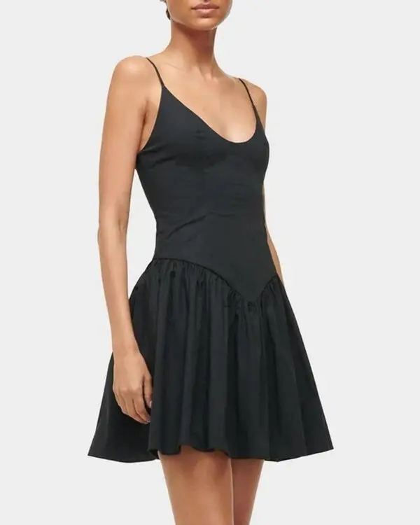 Staud Dena Stretch-cotton Basque Waist Minidress