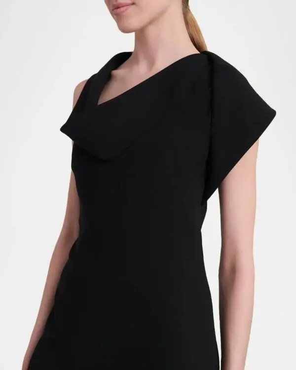 FERRAGAMO Cowl-neck Stretch Twill Mini Dress - Nero