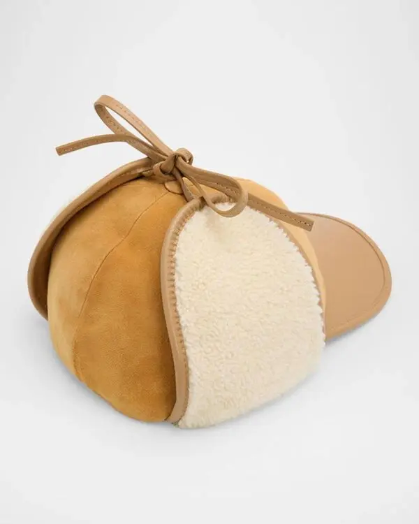 CHRISTIAN LOUBOUTIN Apos;s Loubiwood Nappa Leather & Shearling Trapper Hat - Lionne/ter