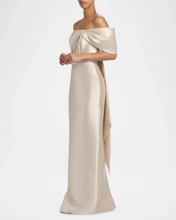 Amsale Satin One-shoulder Column Gown