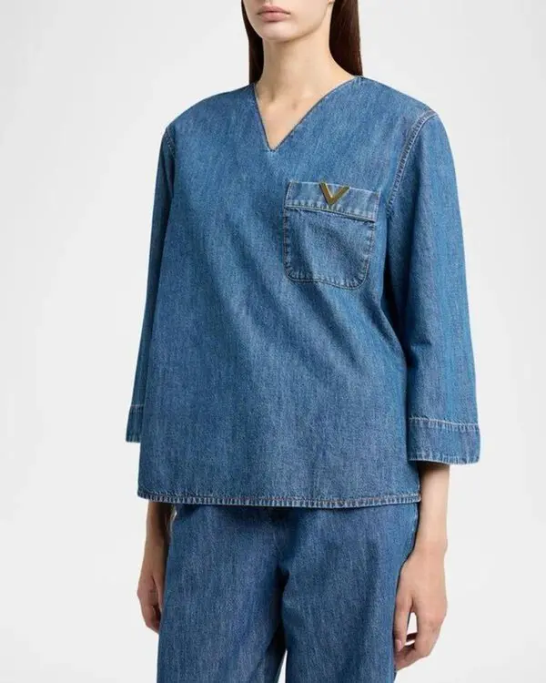 Valentino Garavani V-logo 3/4-sleeve Shirt