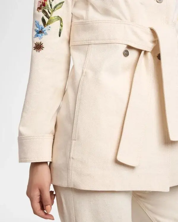 Valentino Garavani Floral Embroidered Double-breasted Denim Jacket