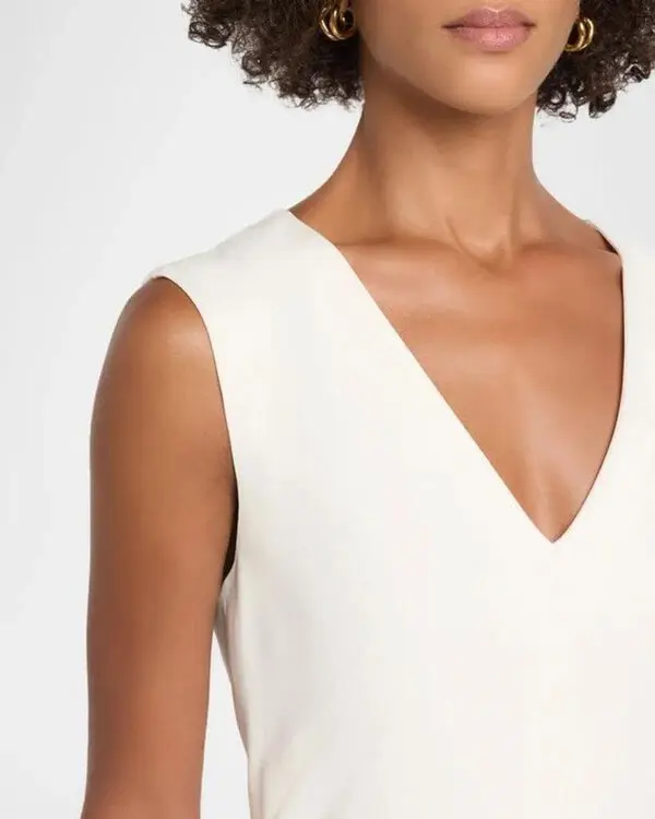 Brunello Cucinelli Sleeveless Fluid Stretch Wool Midi Dress