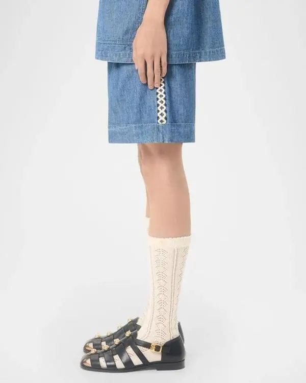 Valentino Garavani Apos;s Crochet-trim Denim Shorts