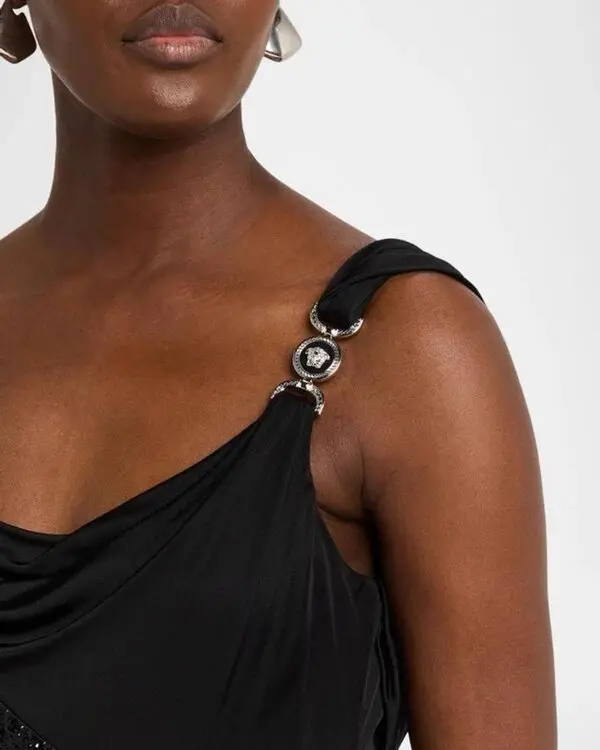 Versace Embellished Silk-blend Gown