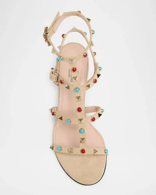Valentino Garavani 60mm Rockstud Suede City Sandals