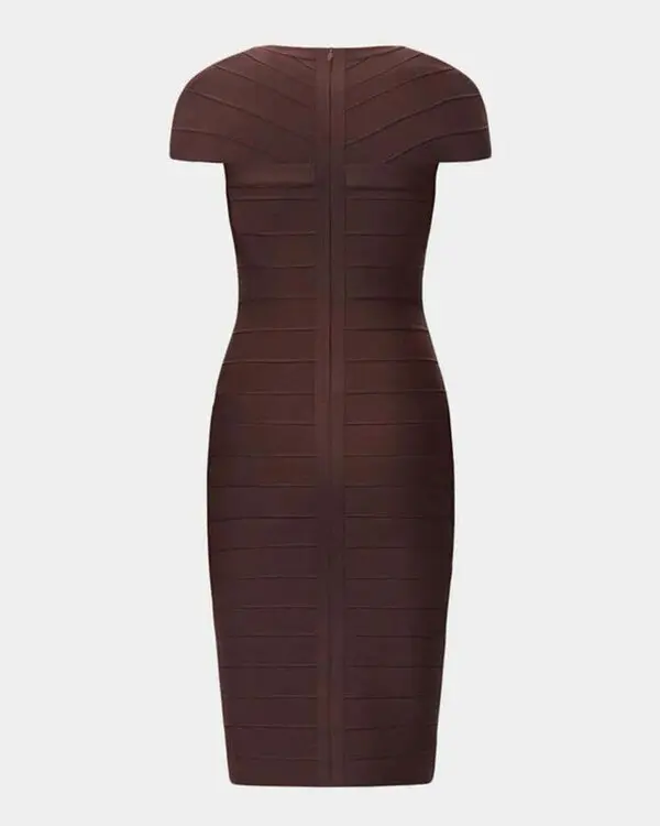 Herve Leger The Premiere Knee-length Dress - Walnut-210