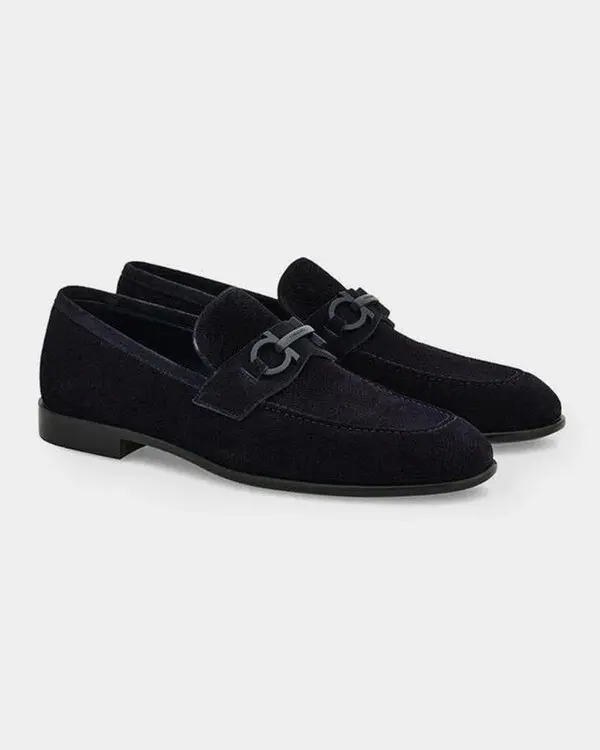 FERRAGAMO Apos;s Foster Textured Suede Gancini Bit Loafers