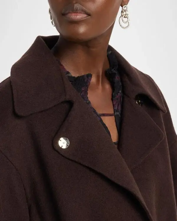 Ba&sh Kam Wool-blend Wrap Coat - Chocolat