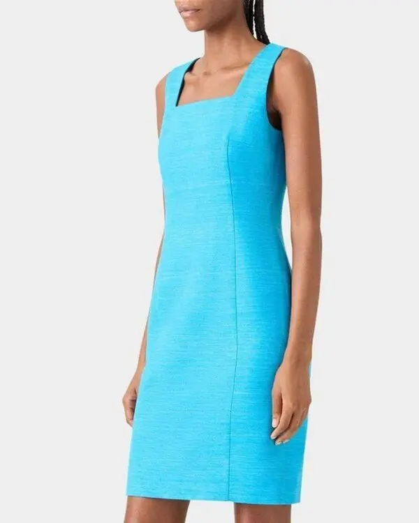 Akris Square-neck Sleeveless Cotton Mini Sheath Dress