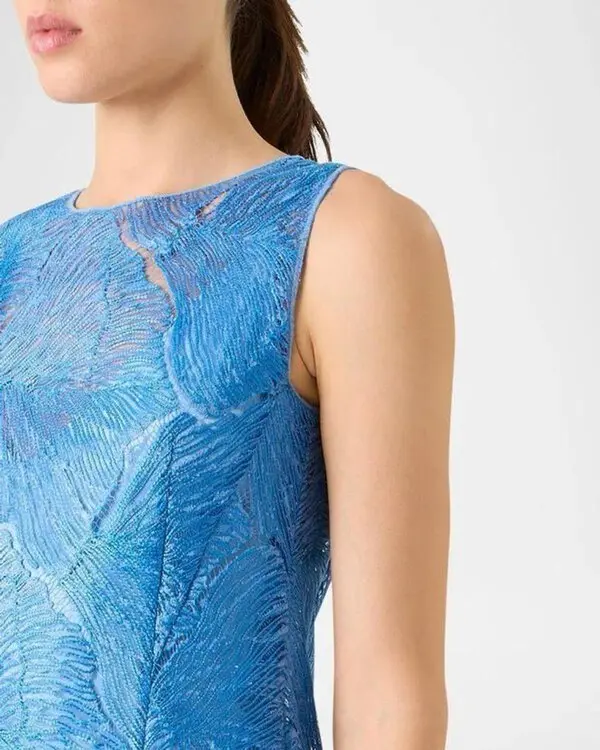 Akris Lacquered Sea Faille Sleeveless Shift Mini Dress