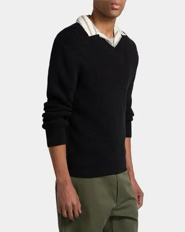 Vince Apos;s Rib-knit Cotton-blend V-neck Sweater
