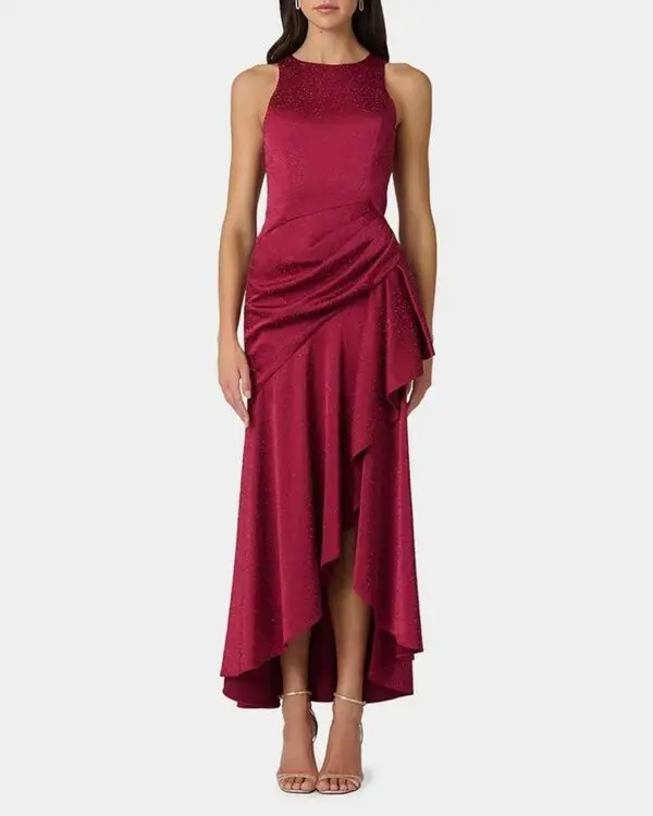 Shoshanna Verena Embellished Draped Midi Dress