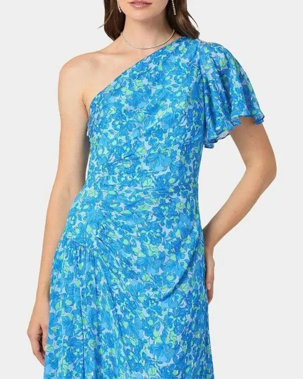 Shoshanna Latissa One-shoulder Maxi Dress - Sky Multi