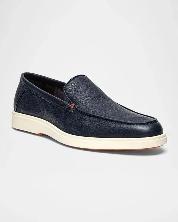 Santoni Detroit Tumbled Leather Loafers
