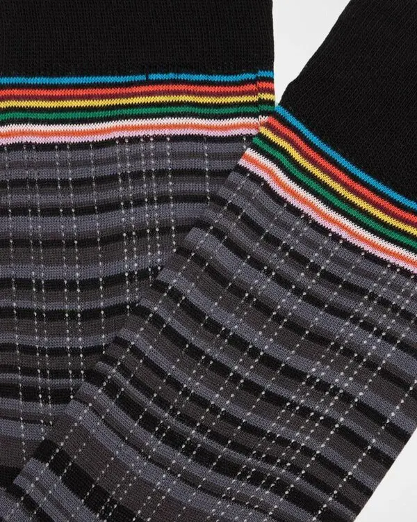 Paul Smith Apos;s Maury Signature Stripe Mid-calf Socks - Black