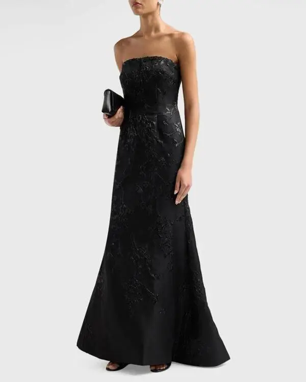 Rene Ruiz Collection Embellished Jacquard Strapless Gown