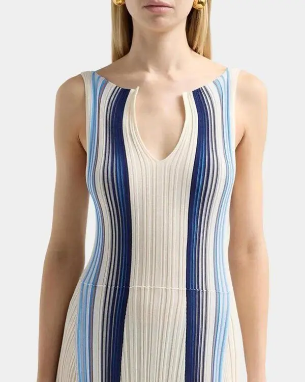Theory Textured Stripe Midi Dress - Ivory Mult