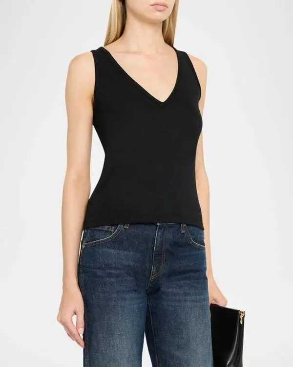 Rag & Bone The Knit V-neck Tank Top - Black