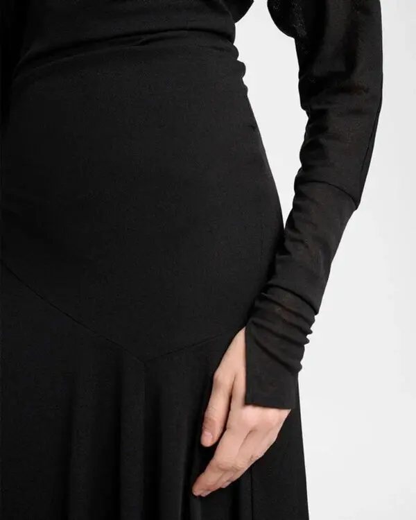 Proenza Schouler Golda Draped Long-sleeve Ankle Dress - Black