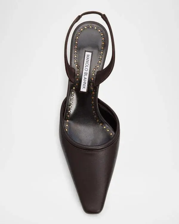 Manolo Blahnik 50mm Vendona Leather Slingback Pumps