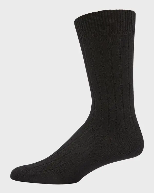 BRESCIANI Apos;s Cashmere Mid-calf Socks - Black Pattern