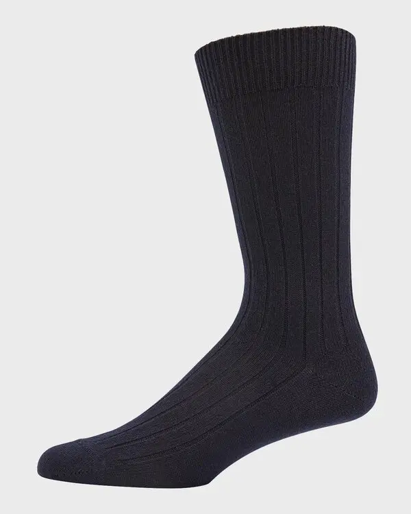 BRESCIANI Apos;s Cashmere Mid-calf Socks - Blue Pattern