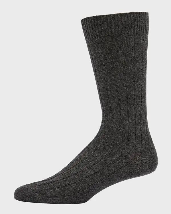 BRESCIANI Apos;s Cashmere Mid-calf Socks - Gray Pattern