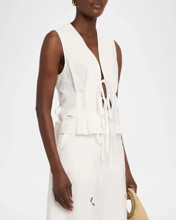 JBQ Malva Embroidered Tie-front Vest