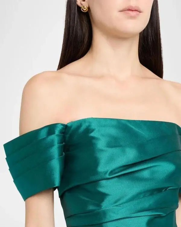 Shoshanna Crowley Satin Off-the-shoulder Cocktail Dress