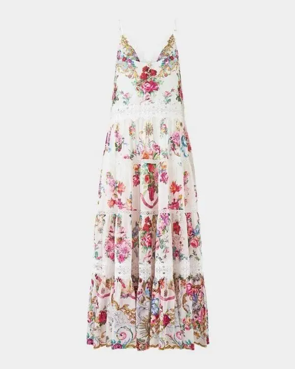 Camilla Torero Libertine Tiered Cotton-silk Maxi Dress