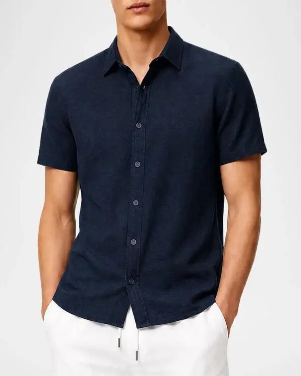 Onia Apos;s Stretch Linen Short-sleeve Shirt - Navy