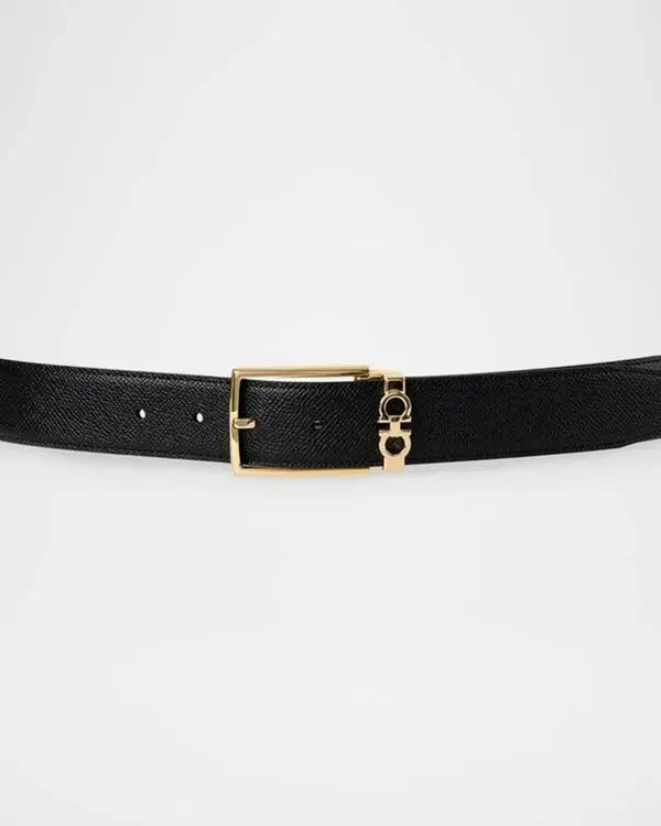 FERRAGAMO Apos;s Reversible Hammered Calfskin Gancini-loop Belt