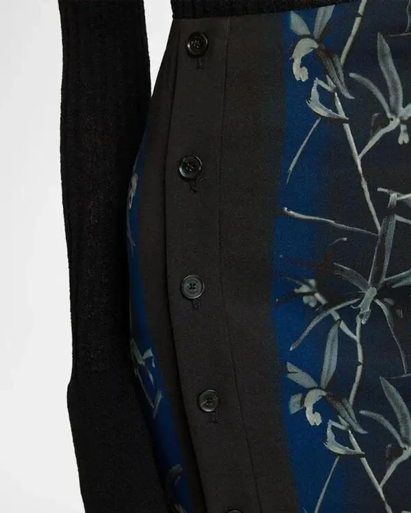 Proenza Schouler Anais Floral-print Button-side Midi Skirt - Ink Multi