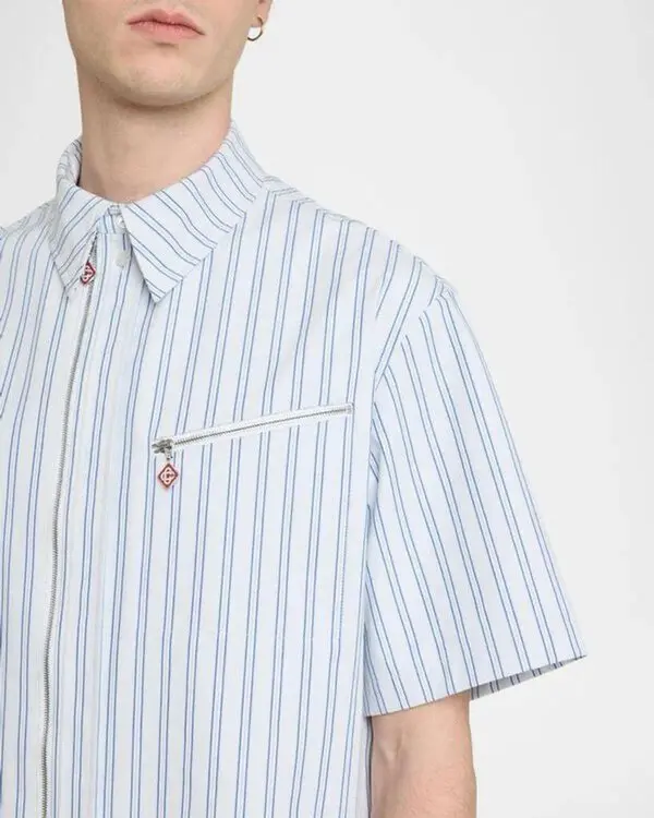 Casablanca Apos;s Stripe Full-zip Short-sleeve Shirt