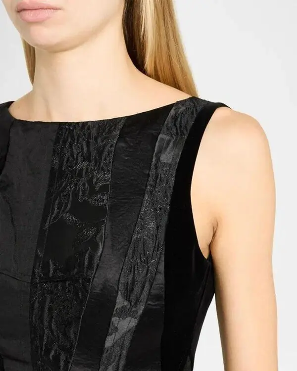 JASON WU Mixed-media Patchwork Sleeveless Low-back Midi Dress