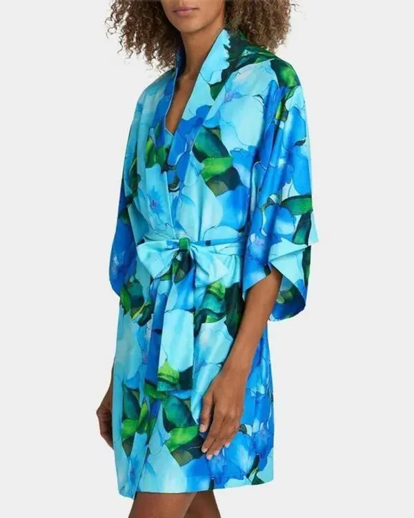 Natori Isla 3/4-sleeve Floral Mini Robe