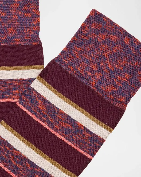 Marcoliani Apos;s Multi-stripe Crew Socks - Red