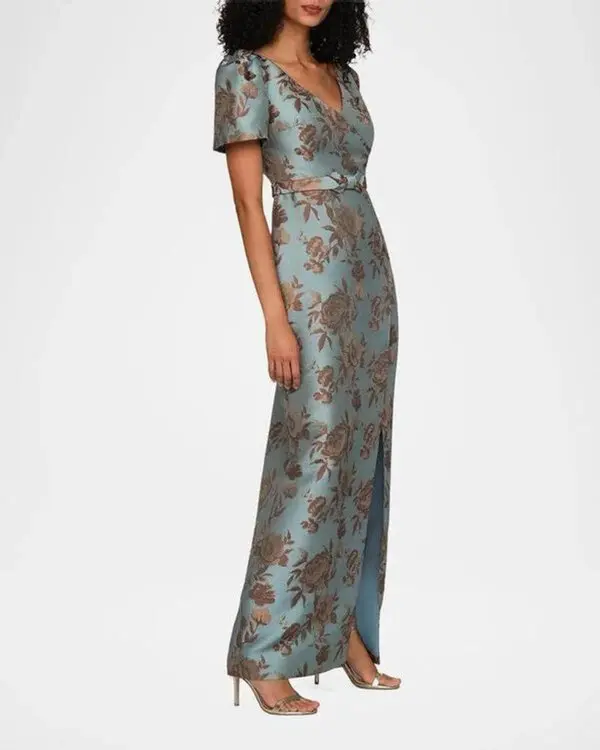 KAY UNGER Esmerelda Floral Jacqaurd Gown