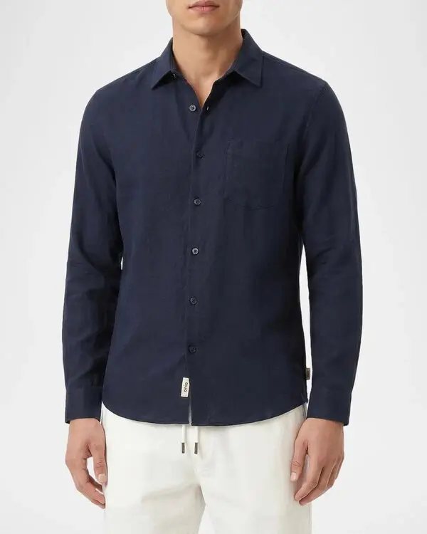 Onia Apos;s Stretch Linen Button-down Shirt - Midnight