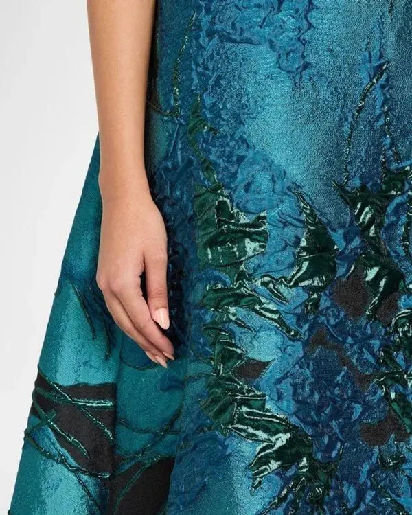 Rickie Freeman For Teri Jon Floral Jacquard Organza A-line Gown