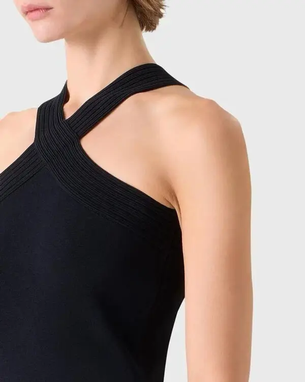 Akris Crisscross Knit Halter Maxi Dress
